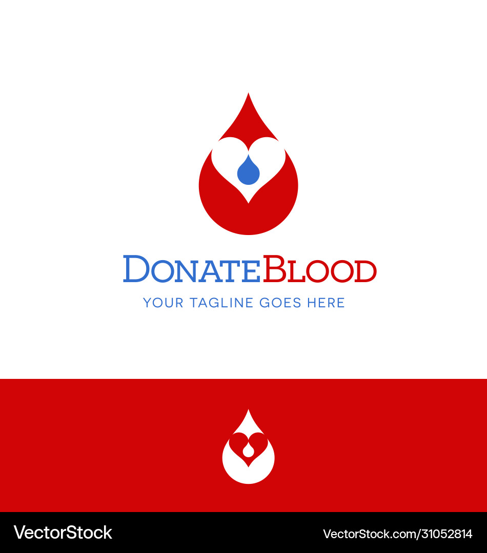 Donate blood logo icon drop with heart Royalty Free Vector
