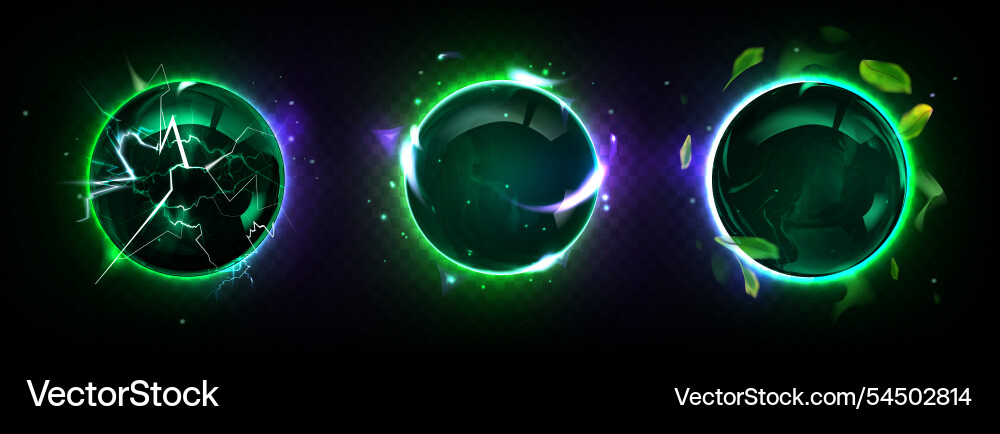 Green and purple magic glow ball with light effect