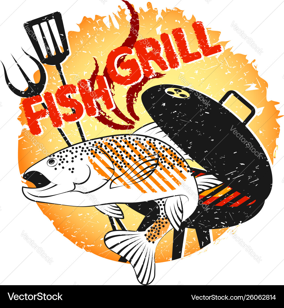 Grill fish design for barbecue Royalty Free Vector Image