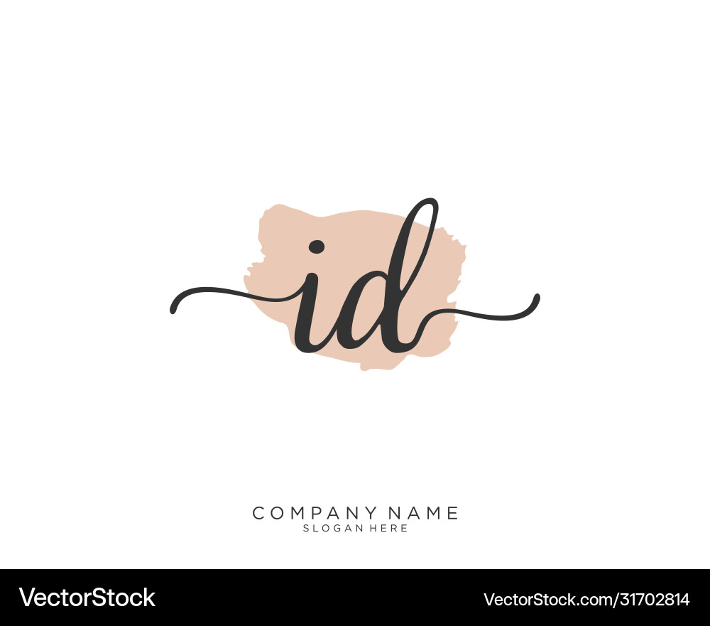 Id initial handwriting logo design Royalty Free Vector Image