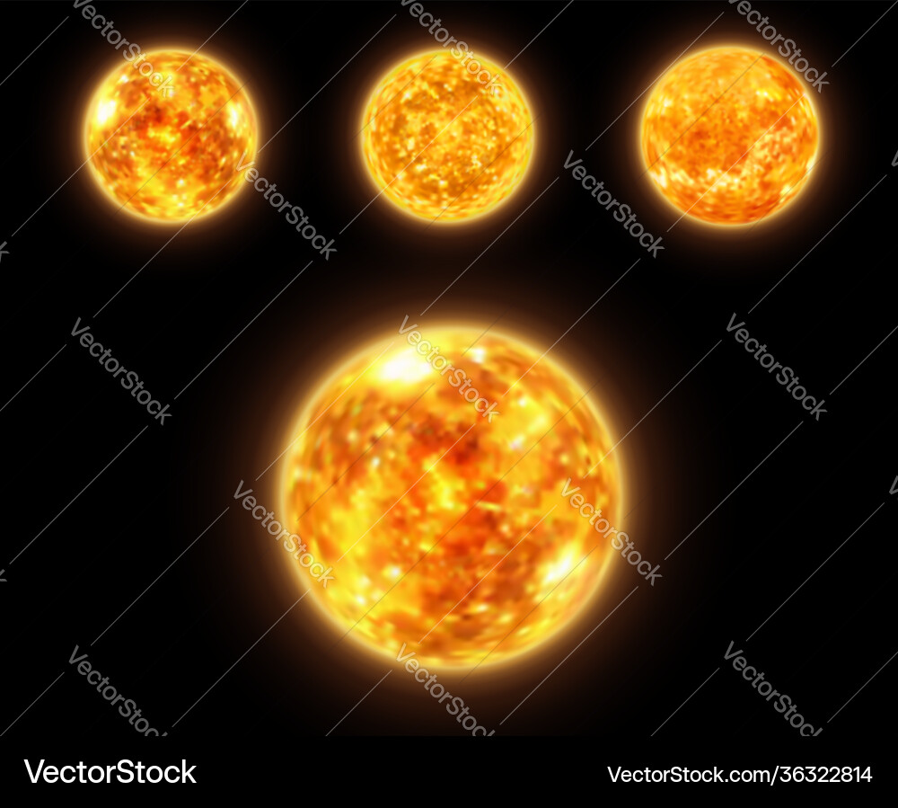 Realistic sun globe in space 3d star Royalty Free Vector
