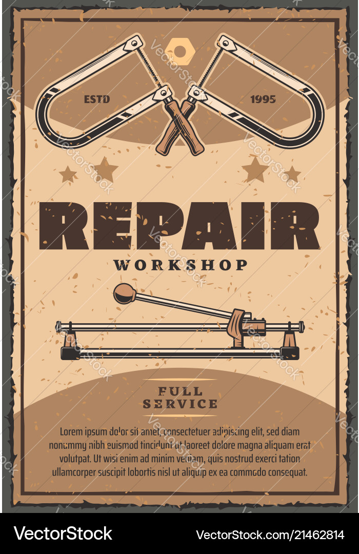 Retro poster of repair work tools Royalty Free Vector Image