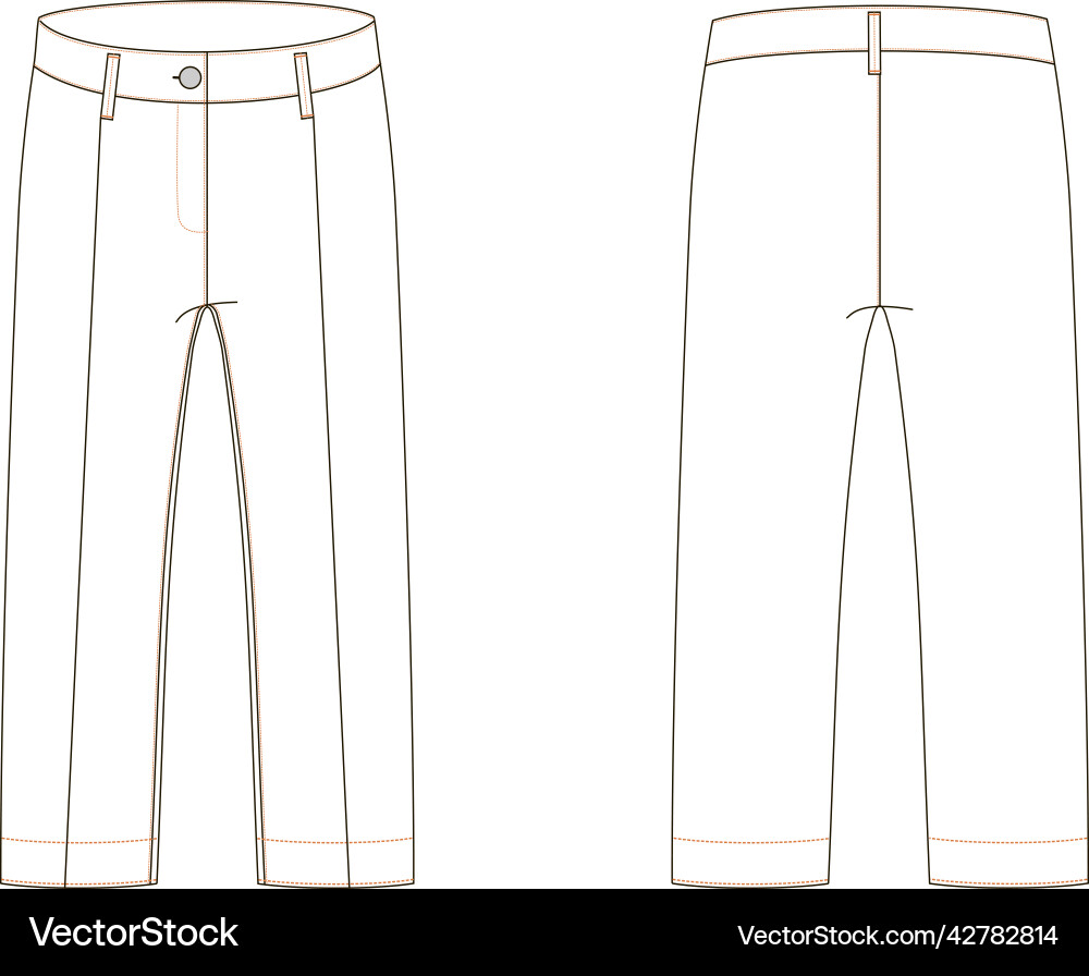 Technical sketch of classic pants straight Vector Image