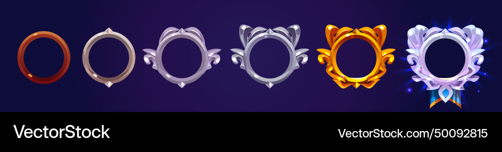 Circle game rank frames set Royalty Free Vector Image