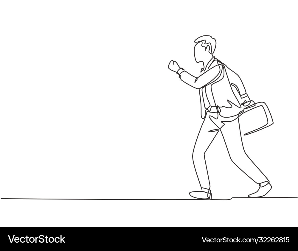 Commuter worker concept single continuous Vector Image