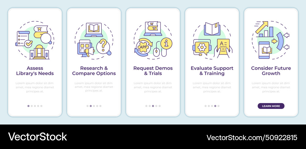 Library systems onboarding mobile app screen Vector Image