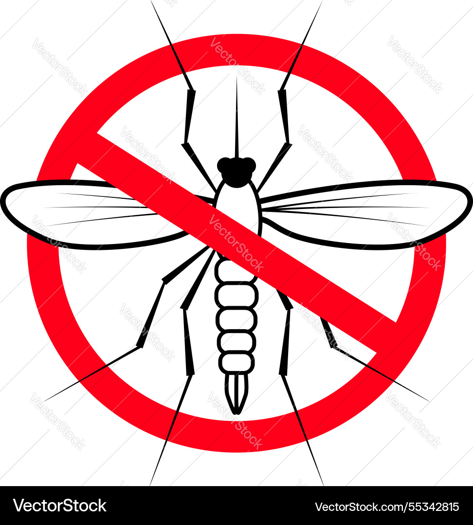 Moskit with stop sign danger of moskitos zika Vector Image