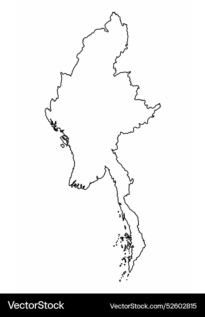 Myanmar outline map Royalty Free Vector Image - VectorStock