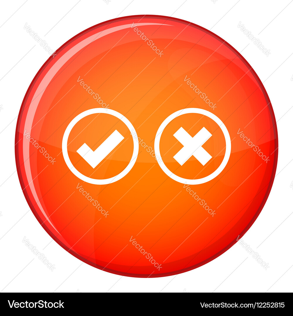 Tick and cross selection icon flat style Vector Image