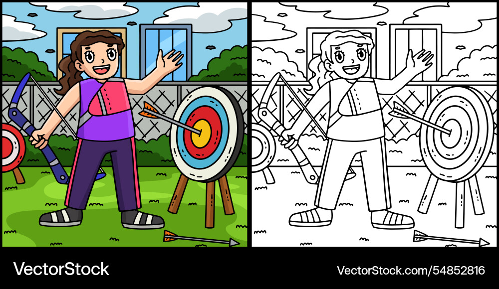 Archery female archer target circle Royalty Free Vector