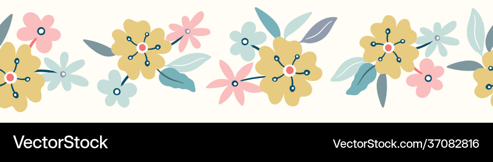 Floral border pattern design cute seamless Vector Image