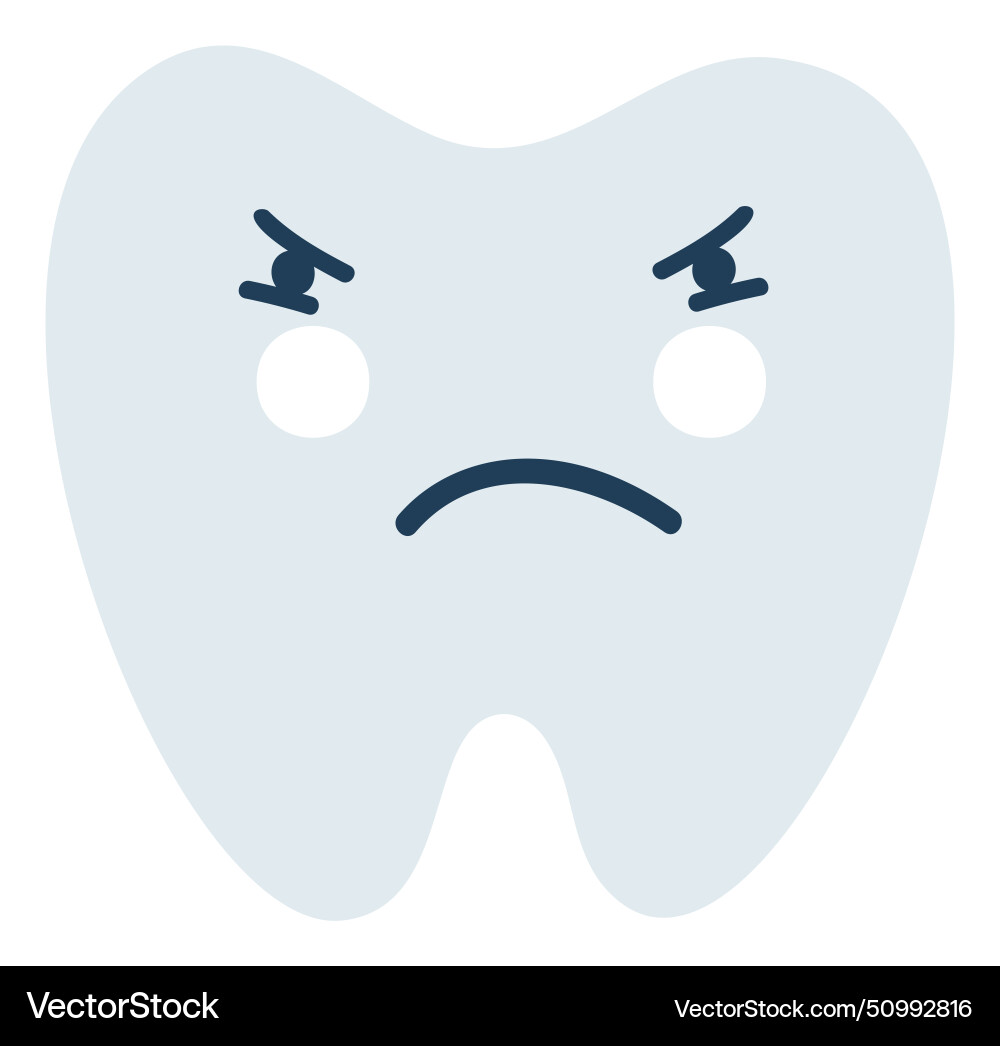 Gray jealous tooth emoji icon cute Royalty Free Vector Image