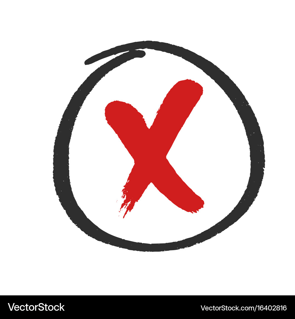 Reject or not approved check mark hand drawn Vector Image
