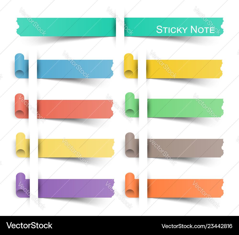 Sticky note with flat color Royalty Free Vector Image