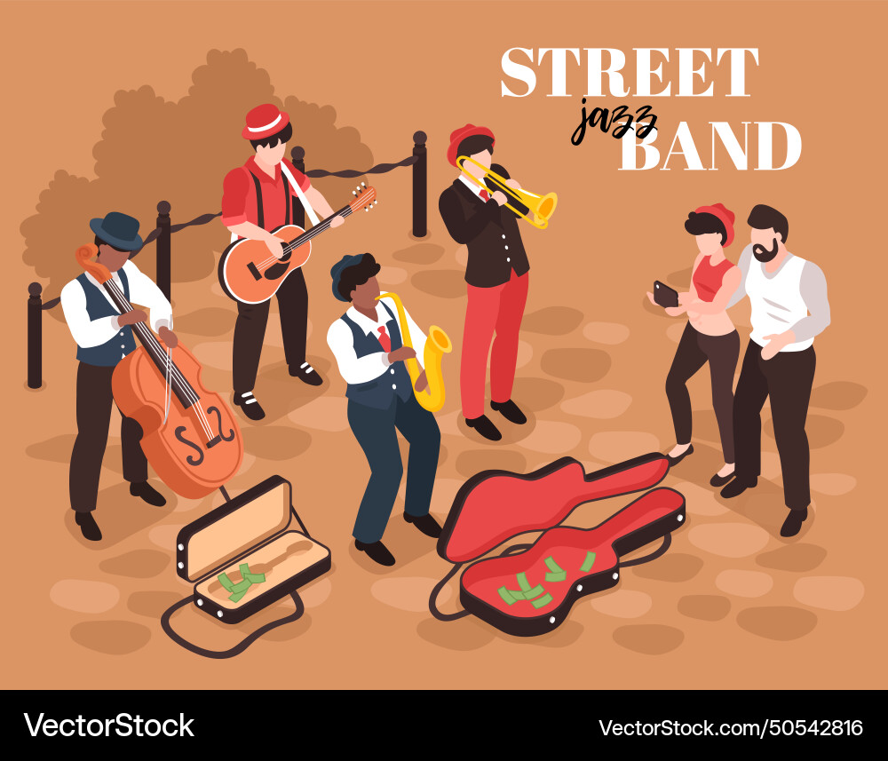 Street jazz band composition Royalty Free Vector Image
