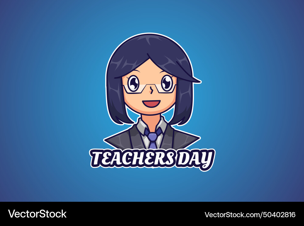 Teacher day logo cartoon Royalty Free Vector Image