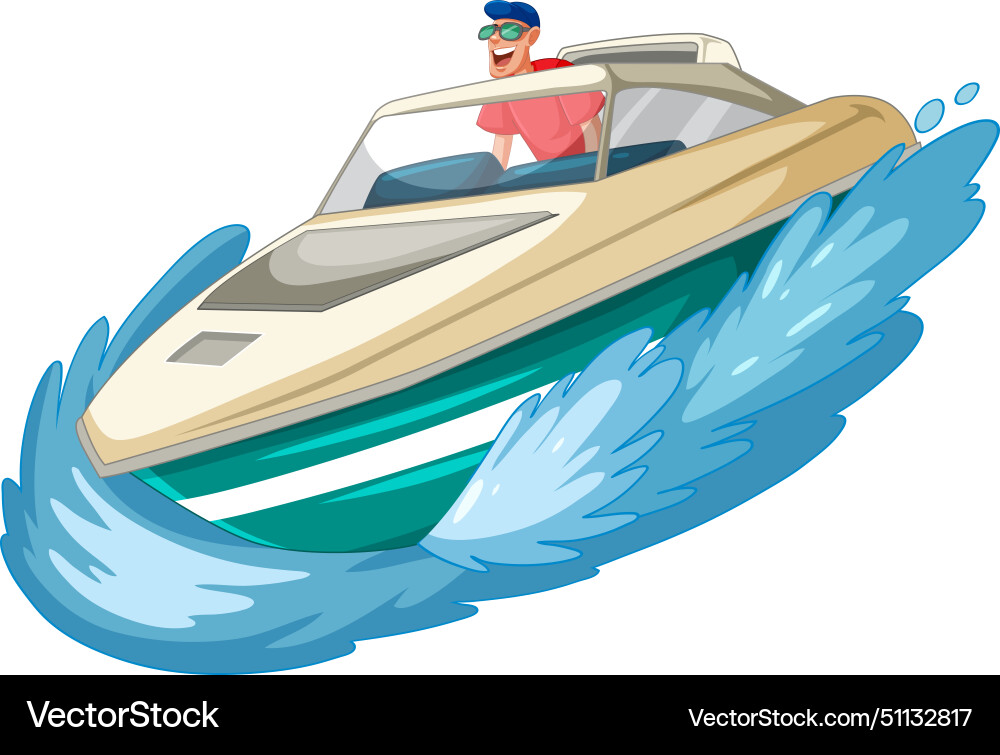A man driving speedboat Royalty Free Vector Image