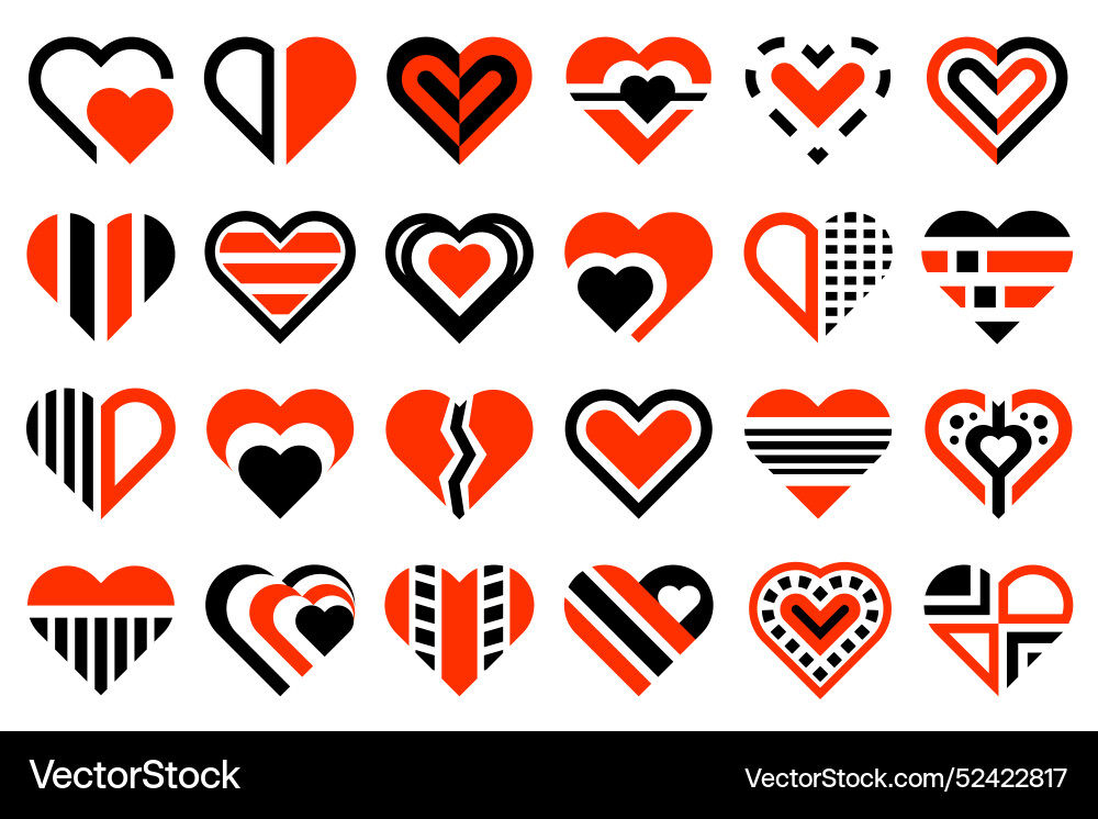 Abstract black and red heart design elements Vector Image