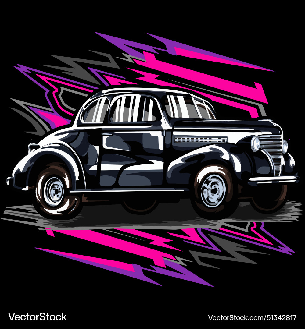 Black drag racing car with white strip Royalty Free Vector