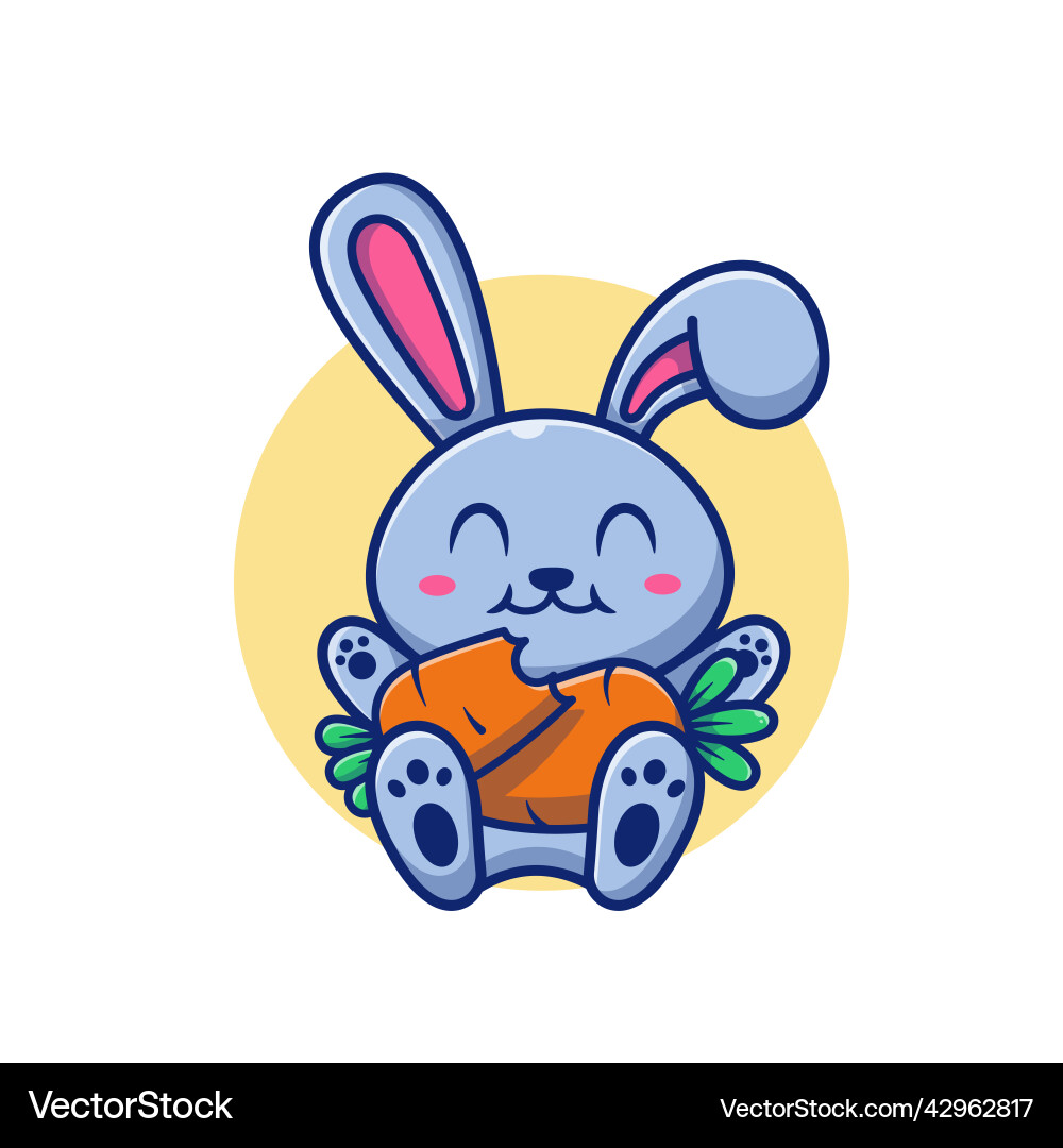 Cute rabbit eating carrot cartoon Royalty Free Vector Image