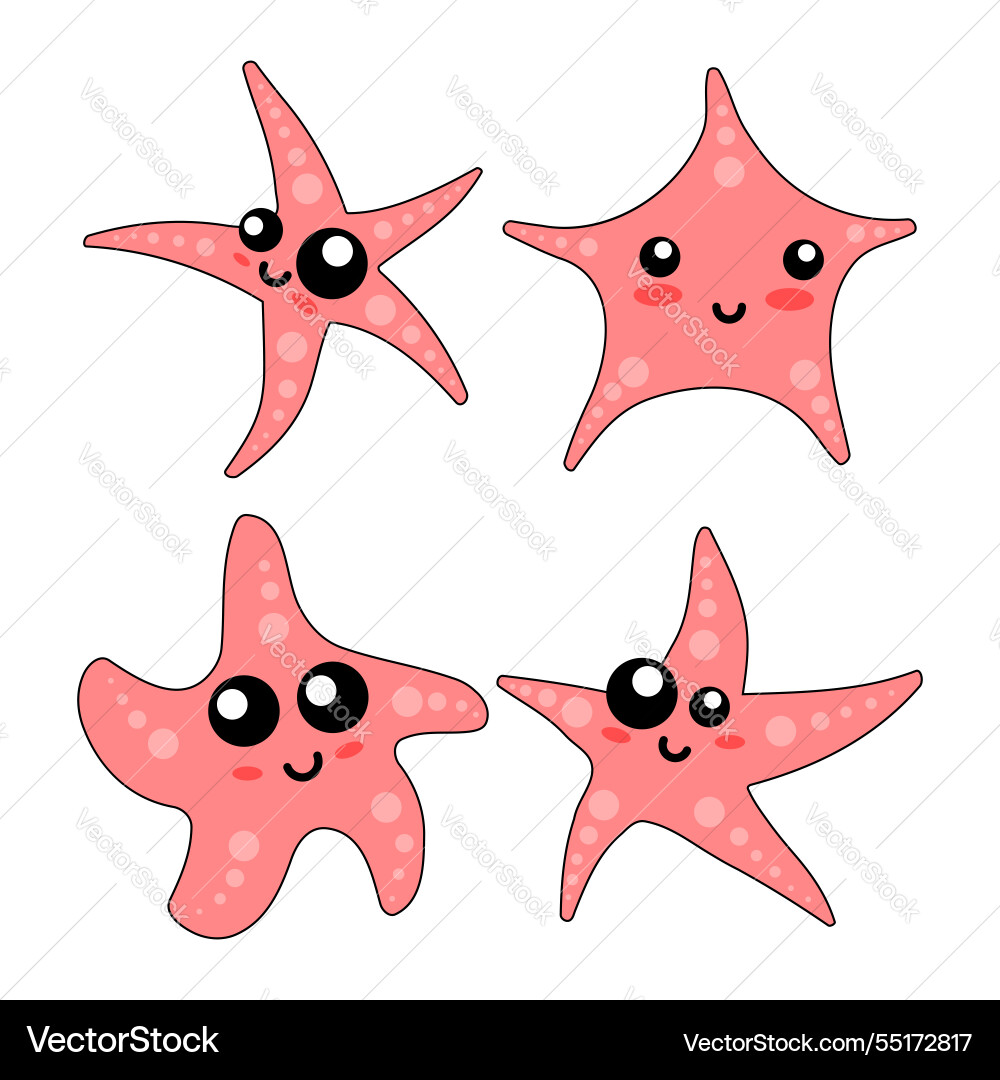 Cute smiling starfish happy cartoon Royalty Free Vector