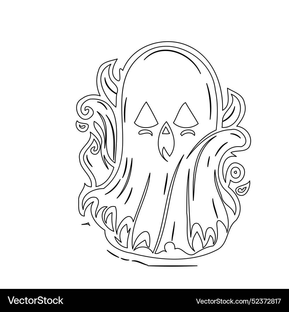 Ghost halloween scary outline sketch Royalty Free Vector