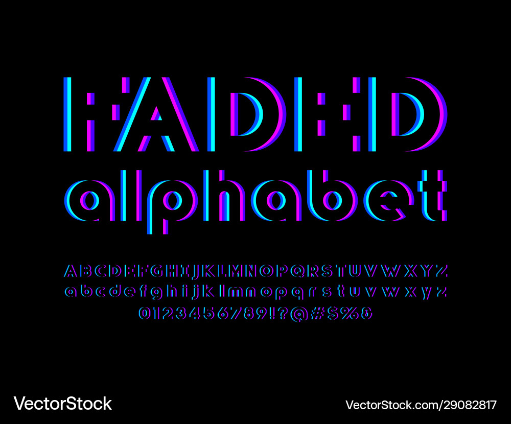 Glitch font Royalty Free Vector Image - VectorStock