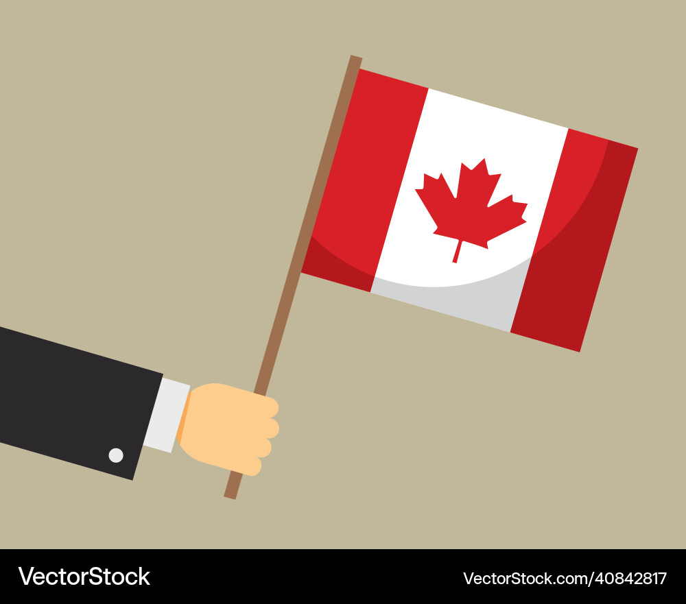 Hand holding canadian flag Royalty Free Vector Image