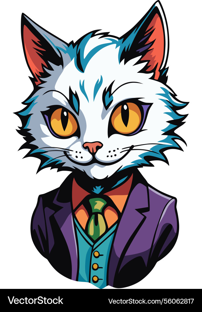 Joker Cat - Smiling Villain Royalty Free Vector Image