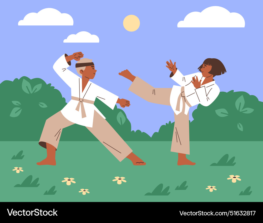 Karate kids Royalty Free Vector Image - VectorStock