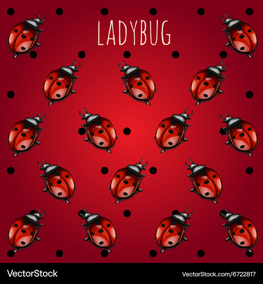 Red background with ladybug Royalty Free Vector Image