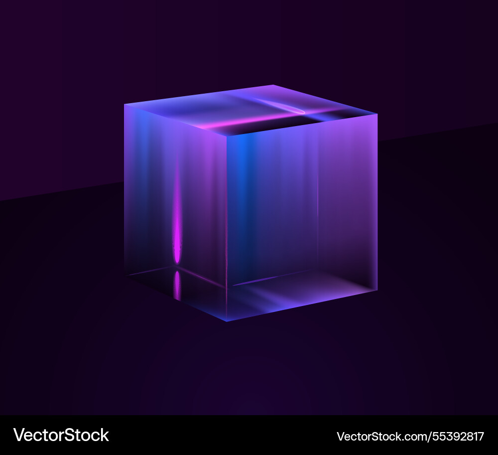 Refraction of light in a glass cube Royalty Free Vector