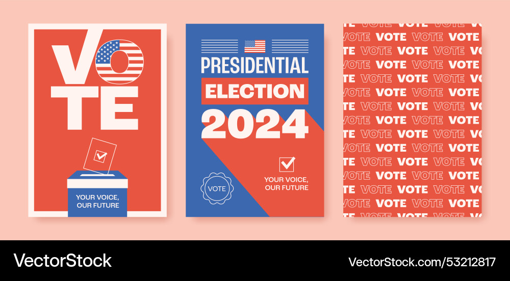 Set of presidential elections 2024 posters modern Vector Image