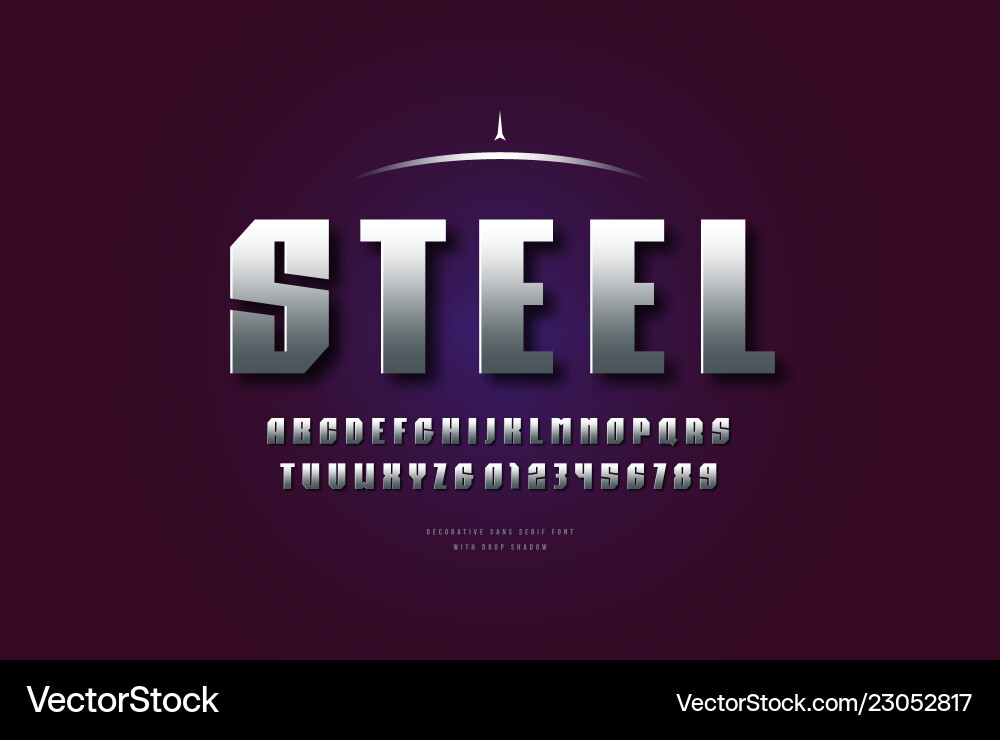 Silver colored and metal chrome font Royalty Free Vector