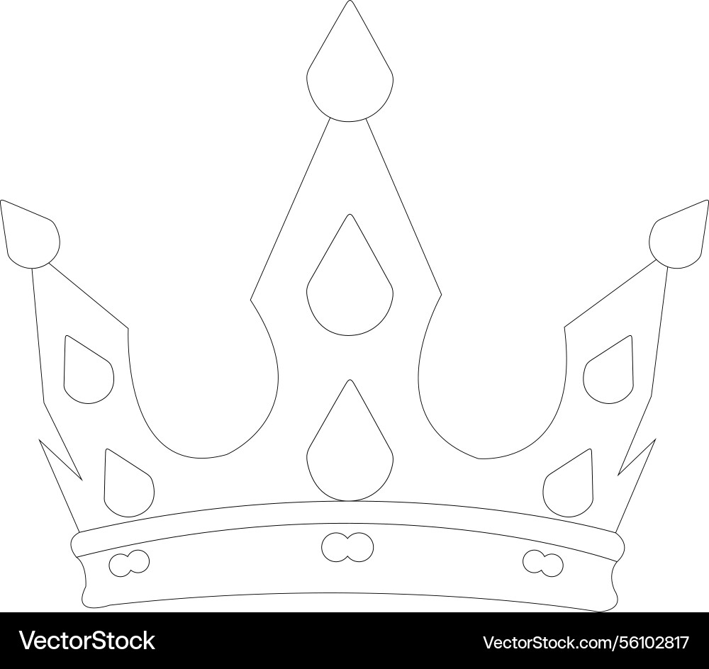 Simple king crown outline design Royalty Free Vector Image