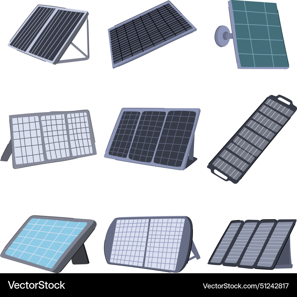 Solar panel set cartoon Royalty Free Vector Image