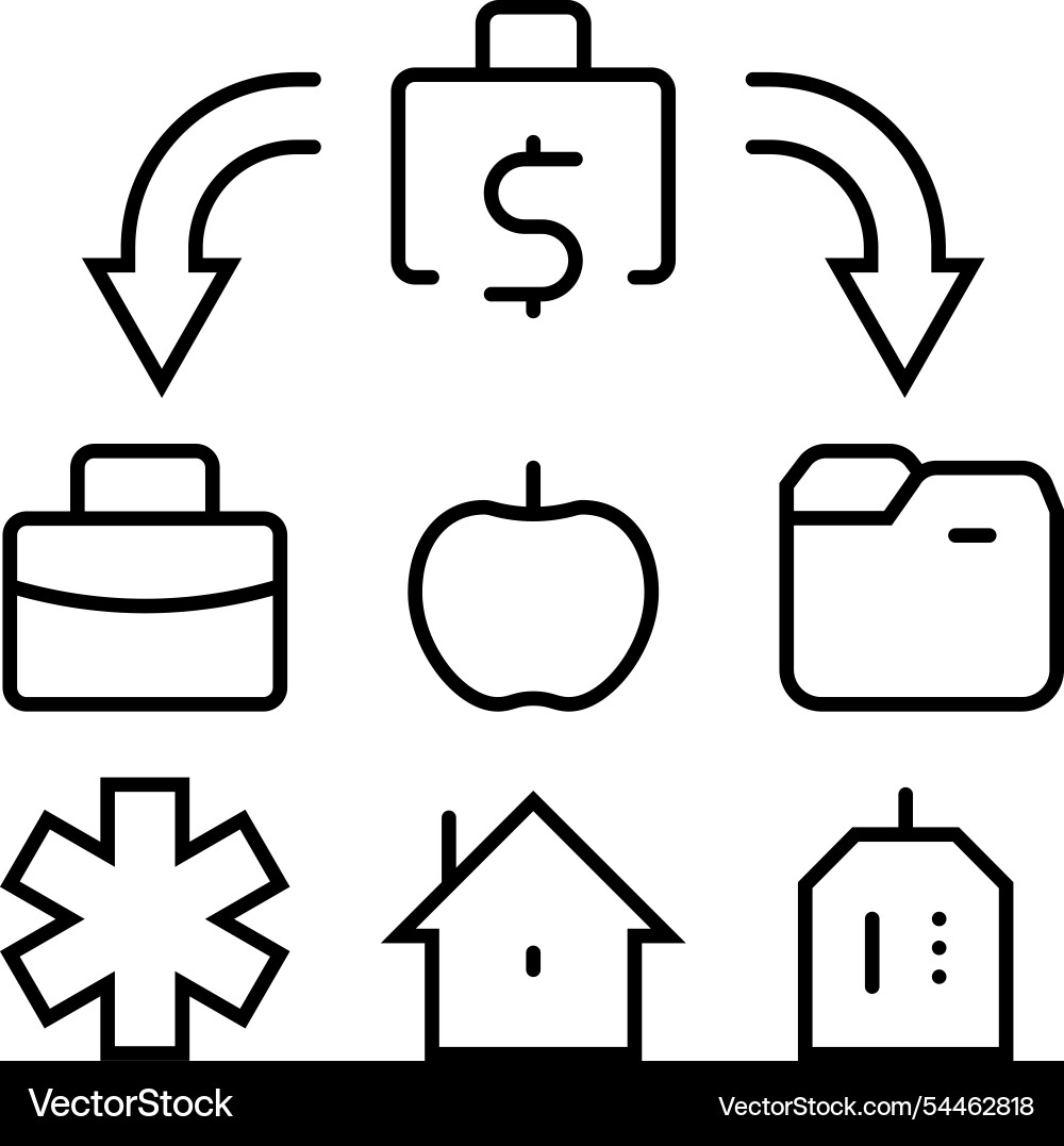 Categories budget planning line icon Royalty Free Vector