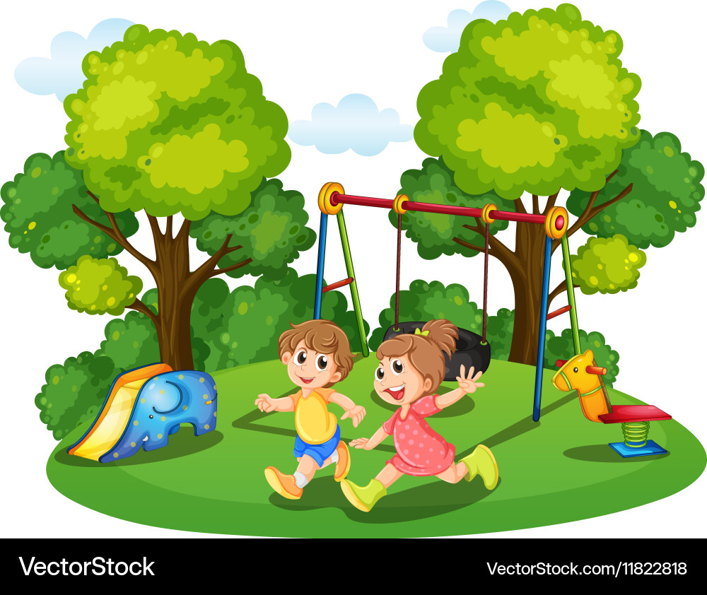 Children Playing in a Park Royalty Free Vector Image