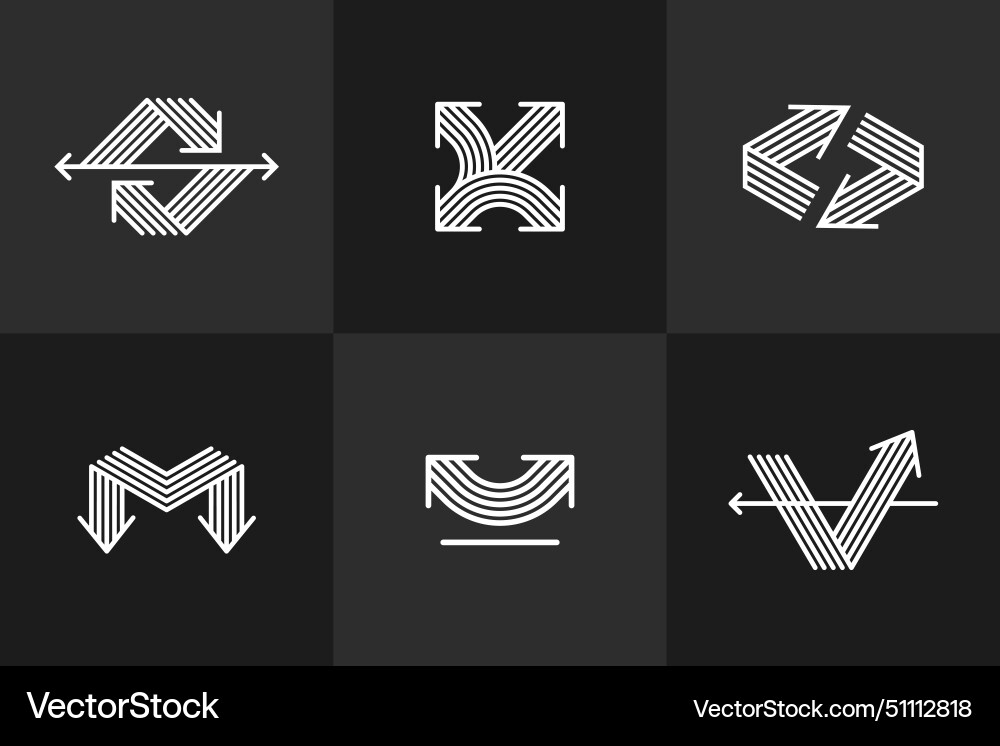 Concept arrows logos set isolated double Vector Image