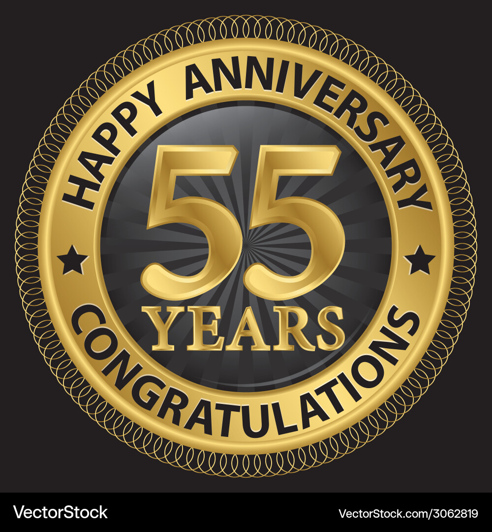 55 years happy anniversary congratulations gold Vector Image