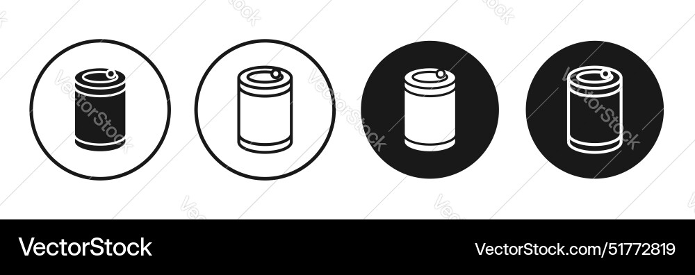 Can food icon set black filled and outlined style Vector Image