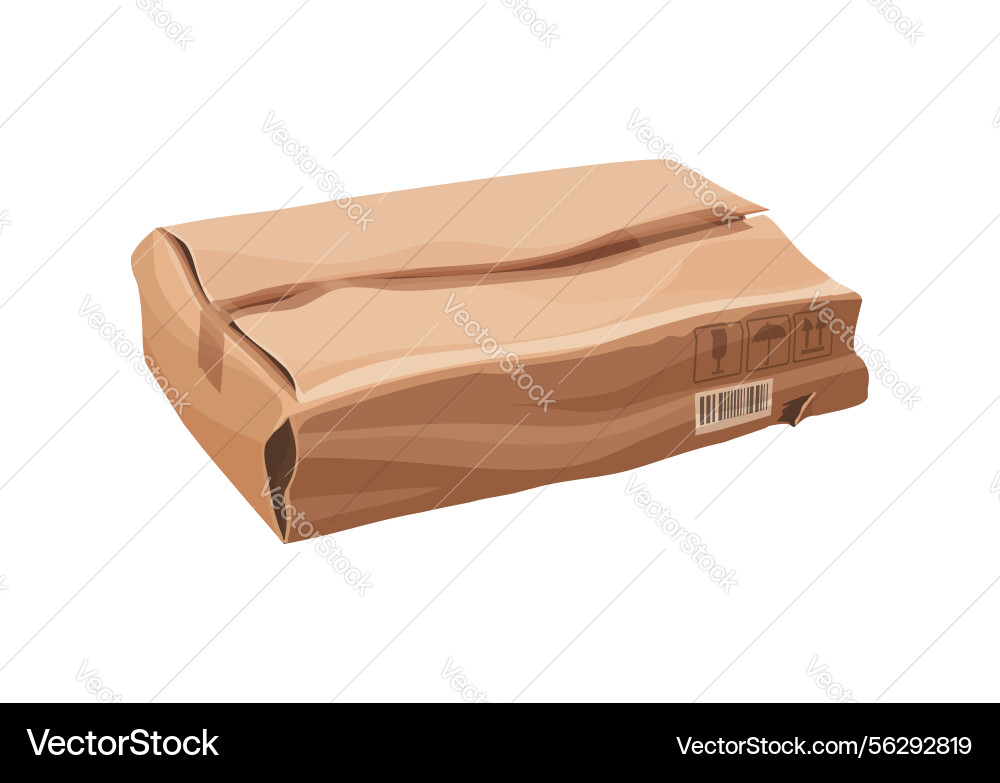 Delivery box crushed and crumpled parcel package Vector Image