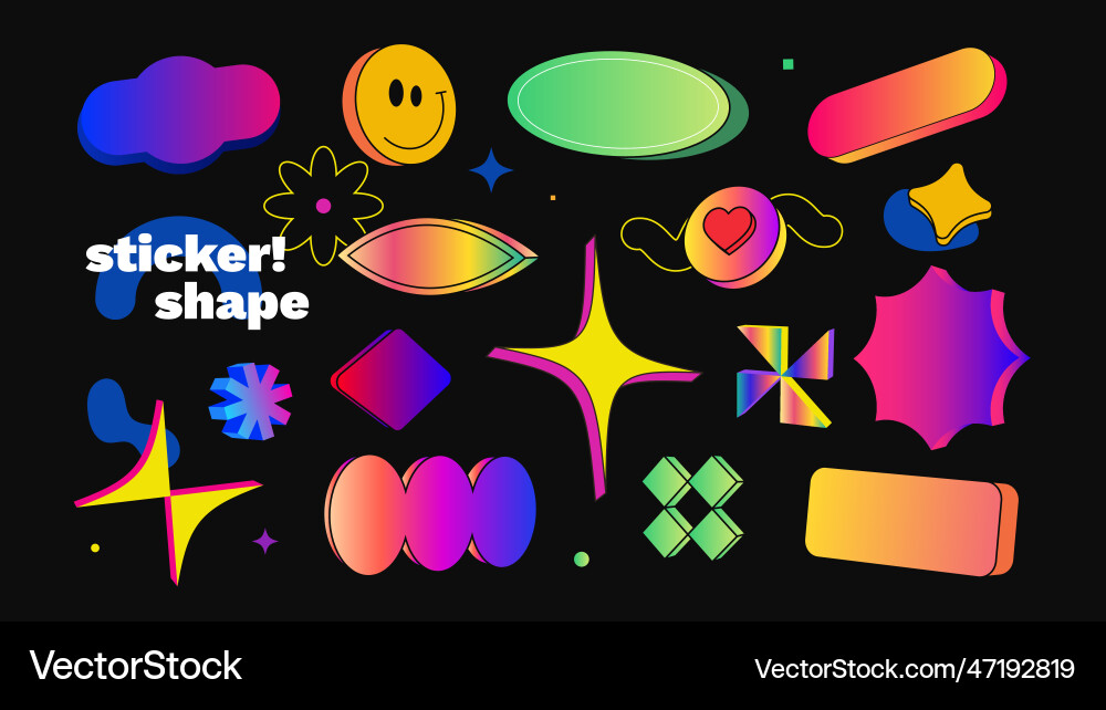 Geometric different shape retro cartoon sticker Vector Image