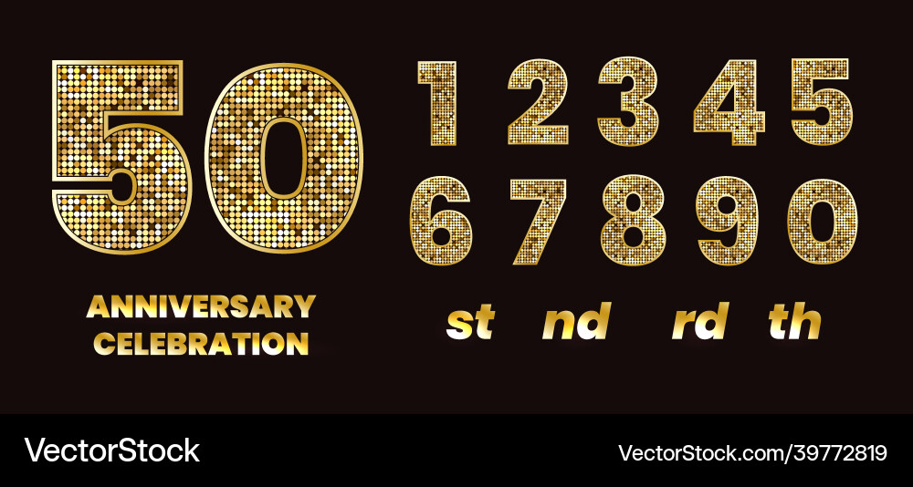 Glitter anniversary numbers Royalty Free Vector Image