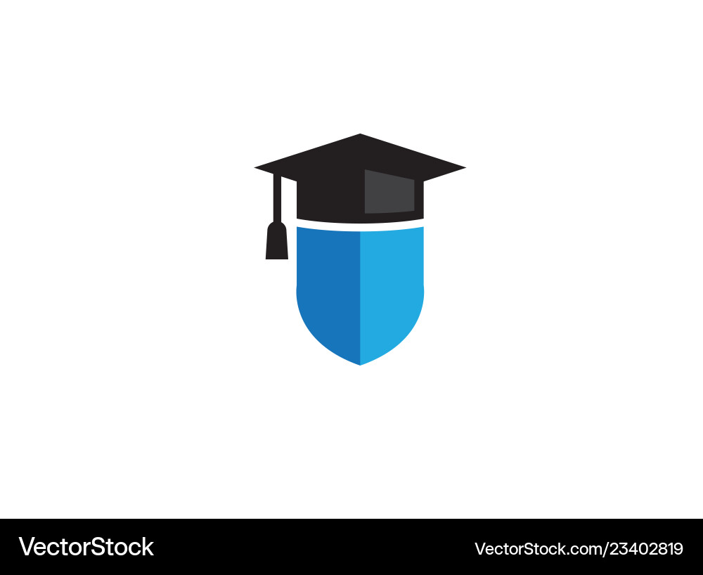 Graduation hat shield logo design icon Royalty Free Vector
