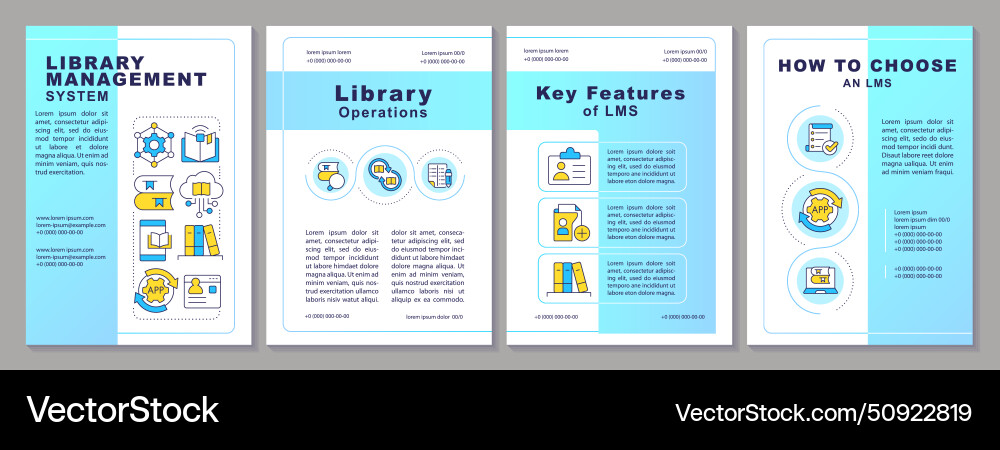 Library management features brochure template Vector Image