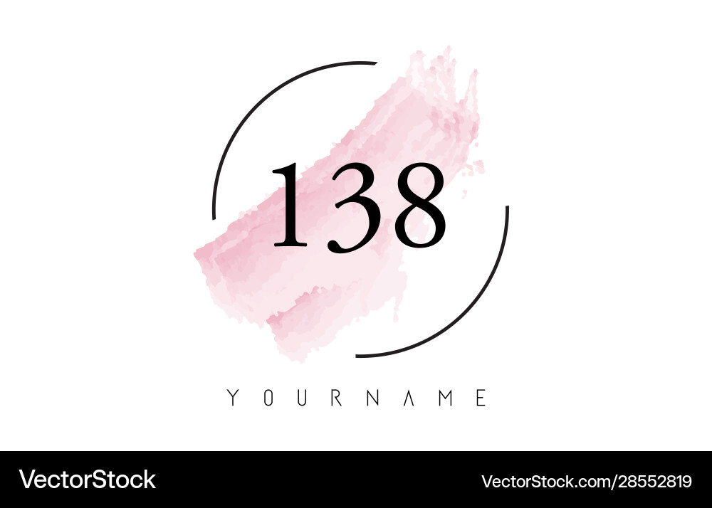Number 138 watercolor stroke logo design Vector Image