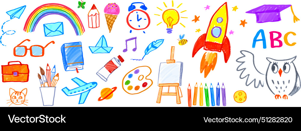 Education child drawings and doodles Royalty Free Vector