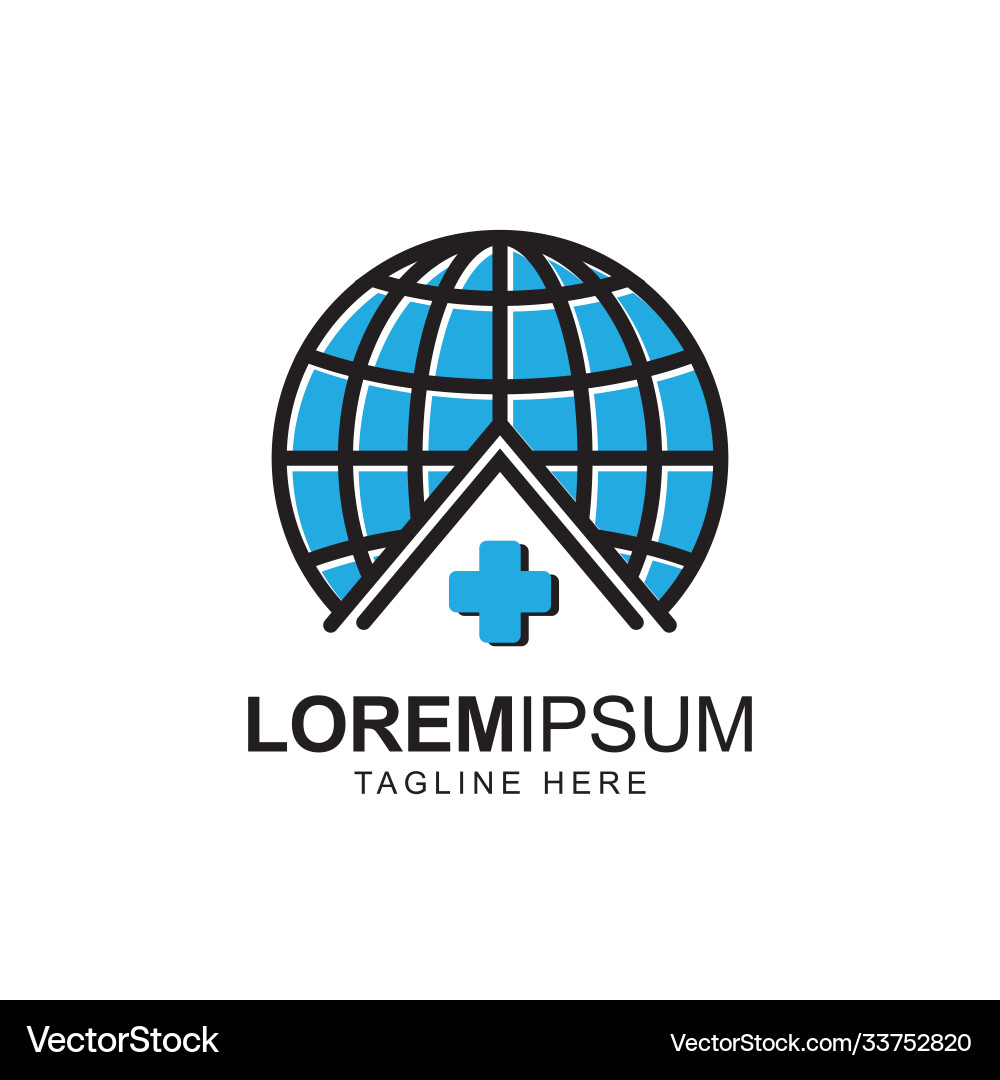 Global Health Logo - Globe with Cross Royalty Free Vector