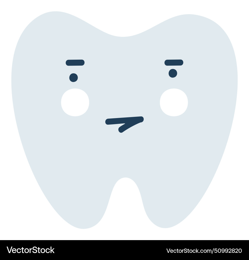 Gray bored tooth emoji icon cute character Vector Image
